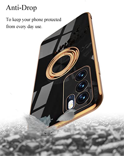 Shockproof Phone Case for Oppo Reno 6 Pro 5g Pink, Oppo Reno 6 Pro Case Holder, Oppo Reno 6 Pro Phone Cases Silicone TPU (Black, Oppo Reno 6 Pro 5g)