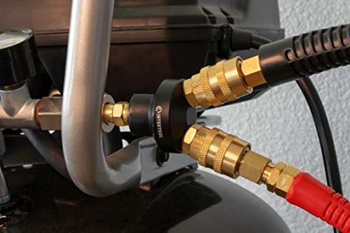 INTERTOOL 2-Way Round Air Splitter Manifold, 1/4-inch Female NPT, With Quick Coupler Connectors, V-Type PT08-1852