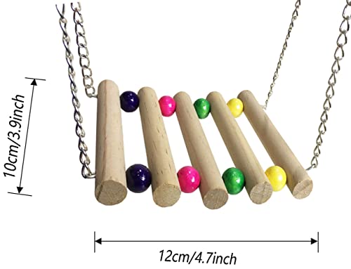 OMYZERO Bird Parrot Toys Swing Hanging,Bird Cage Accessories Toy Hammock for Parakeets,Cockatiels,Lovebirds,Conures,Budgie,Macaws,Lovebirds,Finches and Other Small Pets(Wood)