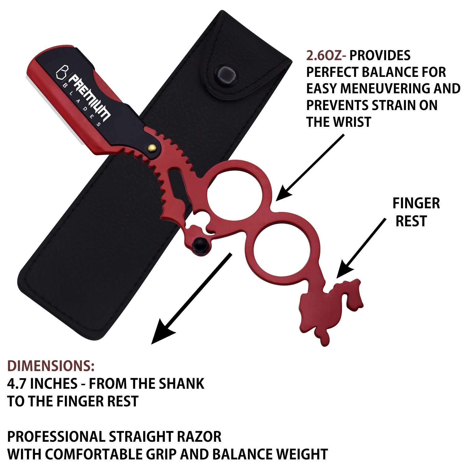 Double Ring Replaceable Blade Straight edge Razor, Barber Razor,Eyebrow Razor, Essential Barber Kit, Straight Razor for men with Razor Blades by ''Premium Blades''