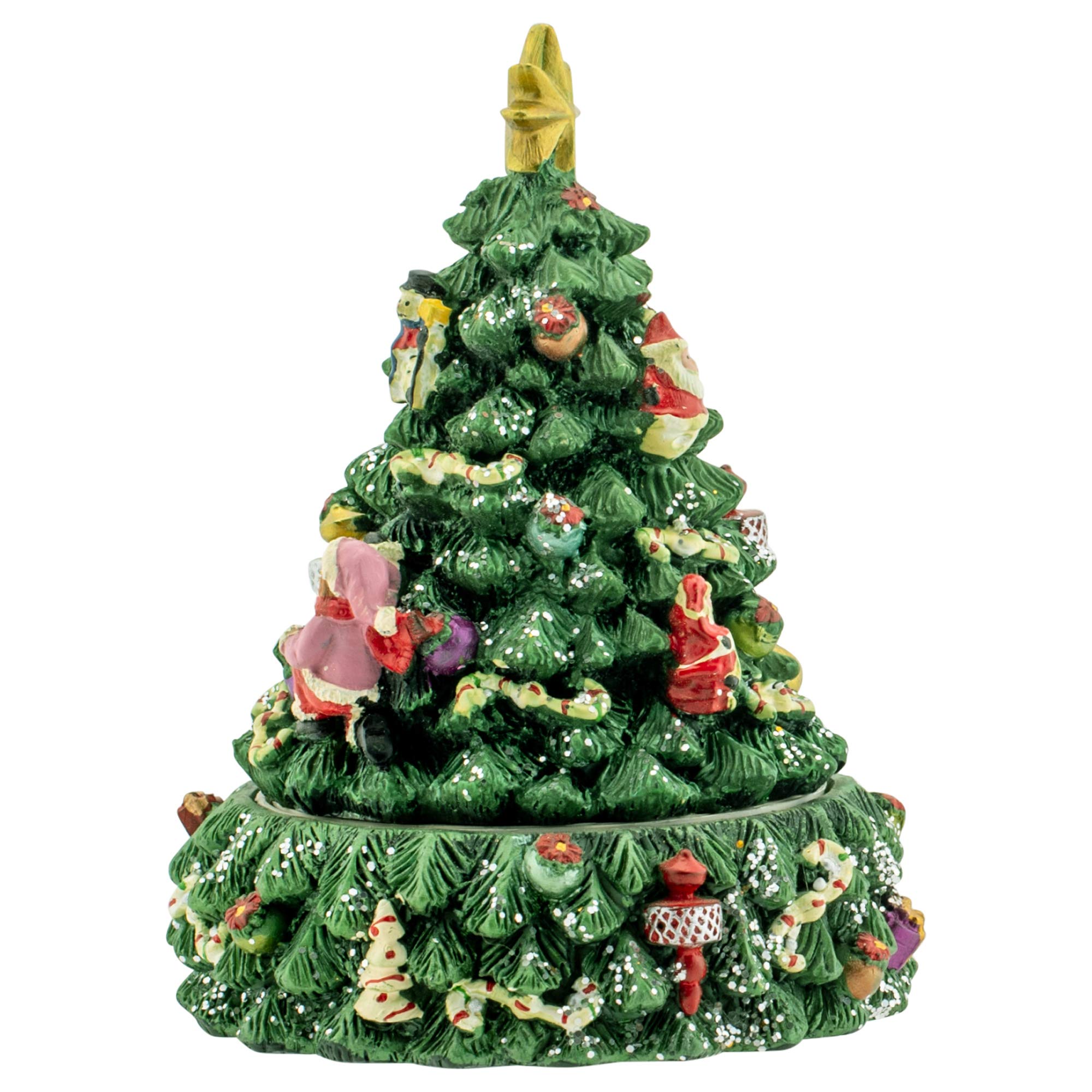 Elanze Designs Christmas Tree and Santa Revolving Music Box - Plays Tune We Wish You A Merry Christmas