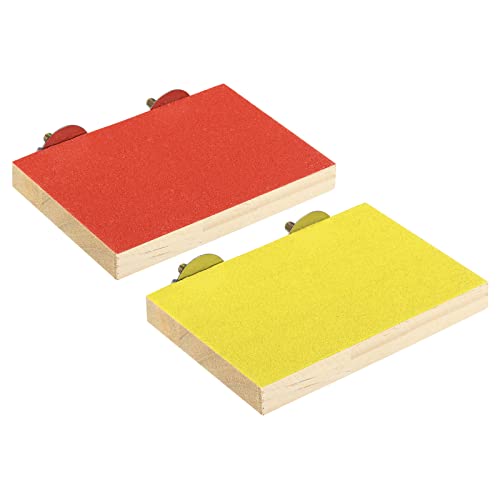 PATIKIL Bird Perch Stand Platform, 1 Set Parrot Stand Platform Playground Paw Grinding Clean for Parakeet Cockatiel Cage Accessory, Red Yellow