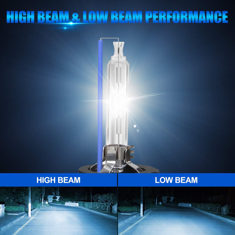 DUOLUTONG D1S HID Xenon Light Bulb - 8000K Cool White Light 35W High Beam Low Beam, D1S D1C D1R Car Bulbs Replacement Bulb, Pack of 2 (Blue)