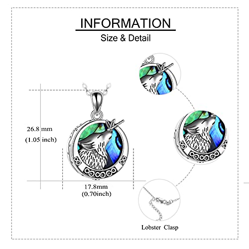 ONEFINITY Wolf Urn Necklaces for Ashes Sterling Silver Abalone Shell Wolf Cremation Jewelry with Dragonfly Urn Keepsake Memorial Urn Jewelry for Women Men