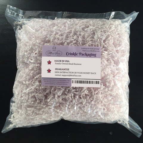 Mrs Fizz Crinkle Cut Paper Shred Filler for Packing and Filling Gift Baskets (2 LB) White