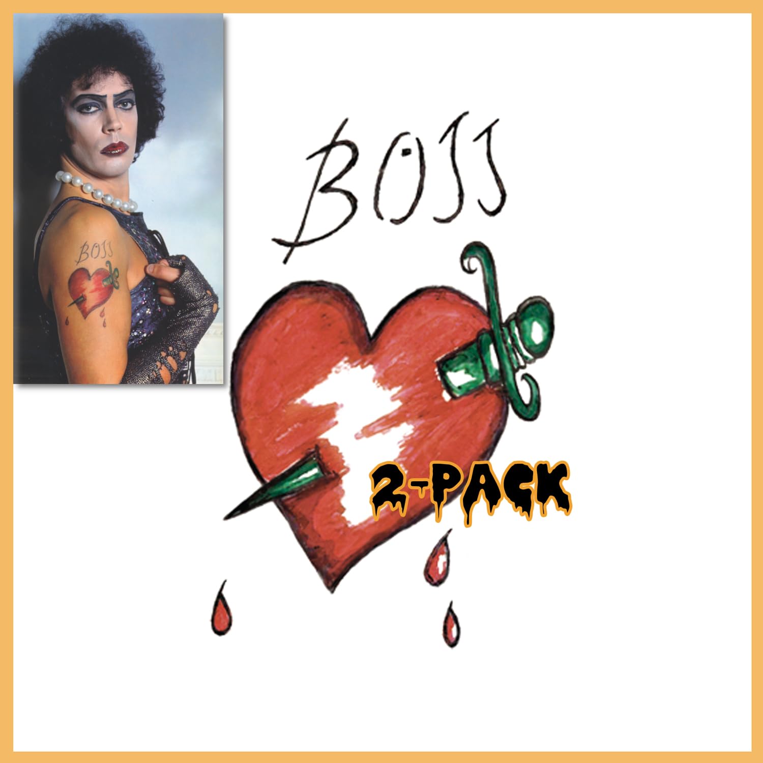 Frank N Furter Temporary Tattoo Rocky Horror Picture Show (Multi-Packs) (2-Pack)