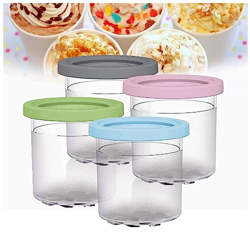VRINO Creami Containers, for Ninja Ice Cream Maker Pints,16 OZ Pint Ice Cream Containers with Lids Airtight and Leaf-Proof for NC301 NC300 NC299AM Series Ice Cream Maker