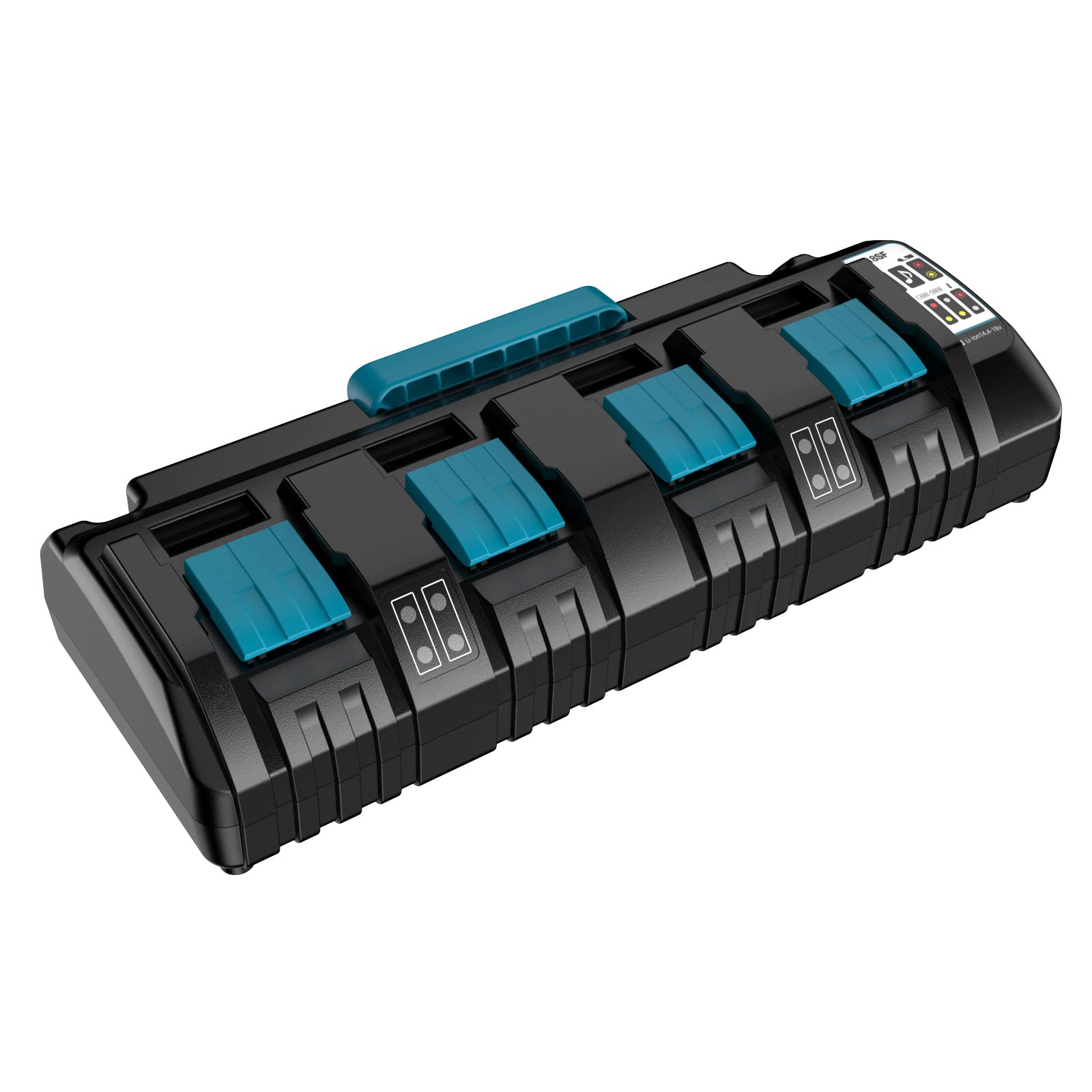 DTEZTECH DC18SF 4-Ports Charger for Makita 14.4V-18V Li-ion Battery, Rapid Charger for DC18SF DC18RC DC18RD DC18RA, Compatible with BL1815 BL1820 BL1830 BL1840 BL1850 BL1860 BL1430 BL1440 BL1450