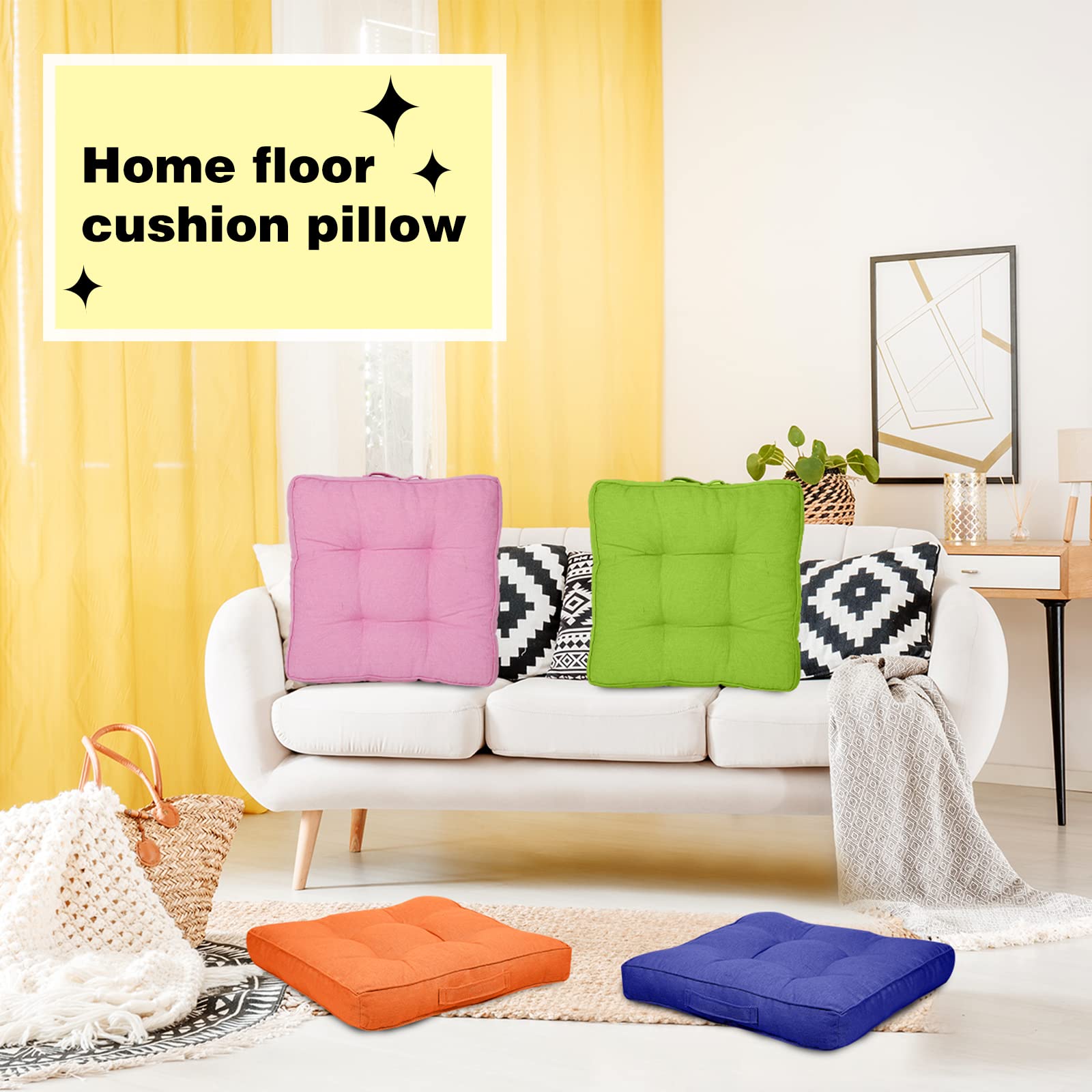 Gerrii 12 Pieces Floor Cushions Classroom Flexible Floor Seating Cushions Pillows for Kids in Home School Classroom Kindergarten Daycare Nursery (Bright Color,Square)