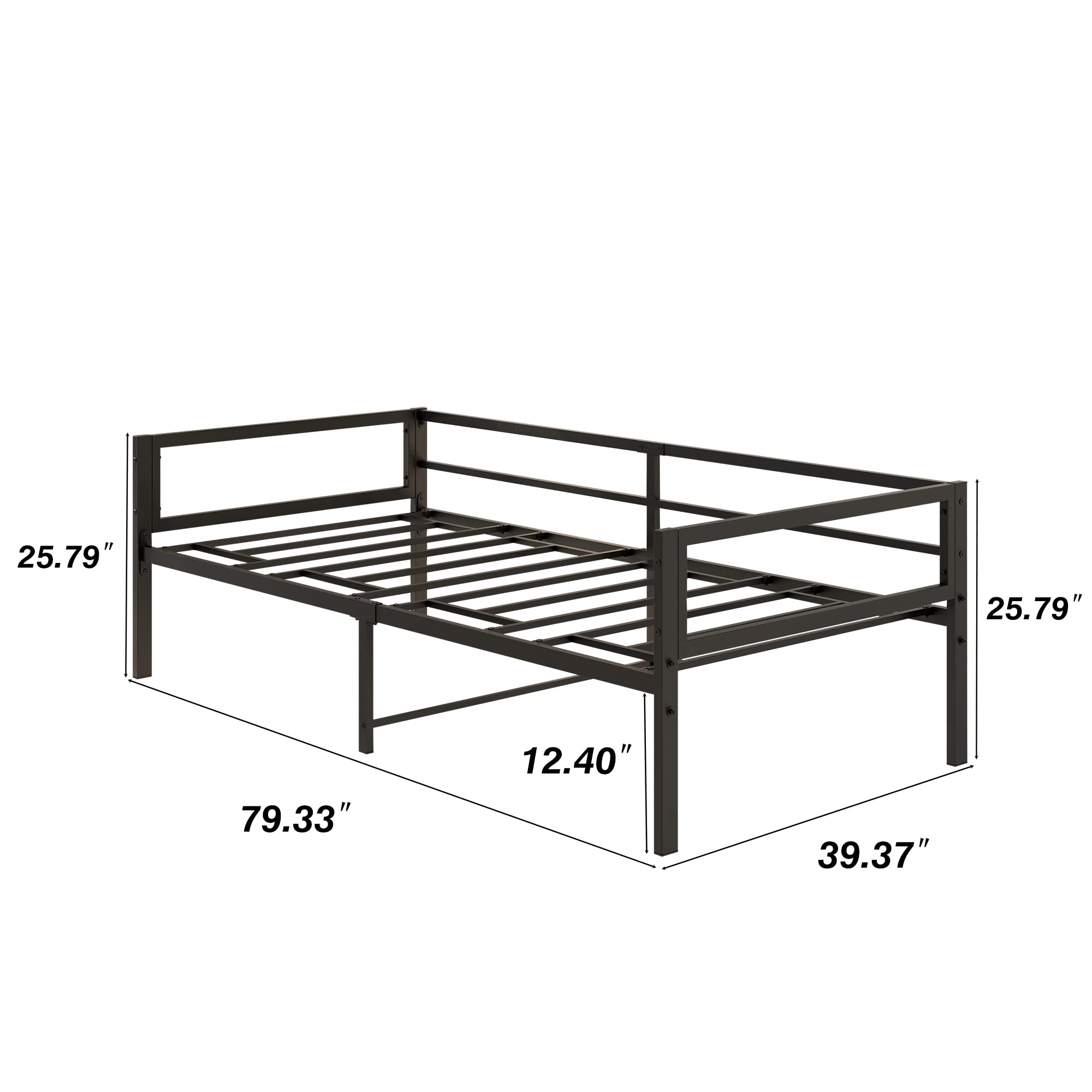 DUMEE Twin Daybed Frame with Storage, Multifunctional Mattress Foundation/Day Bed Sofa with Headboard, Reinforced Support, No Box Spring Needed, Twin, Black