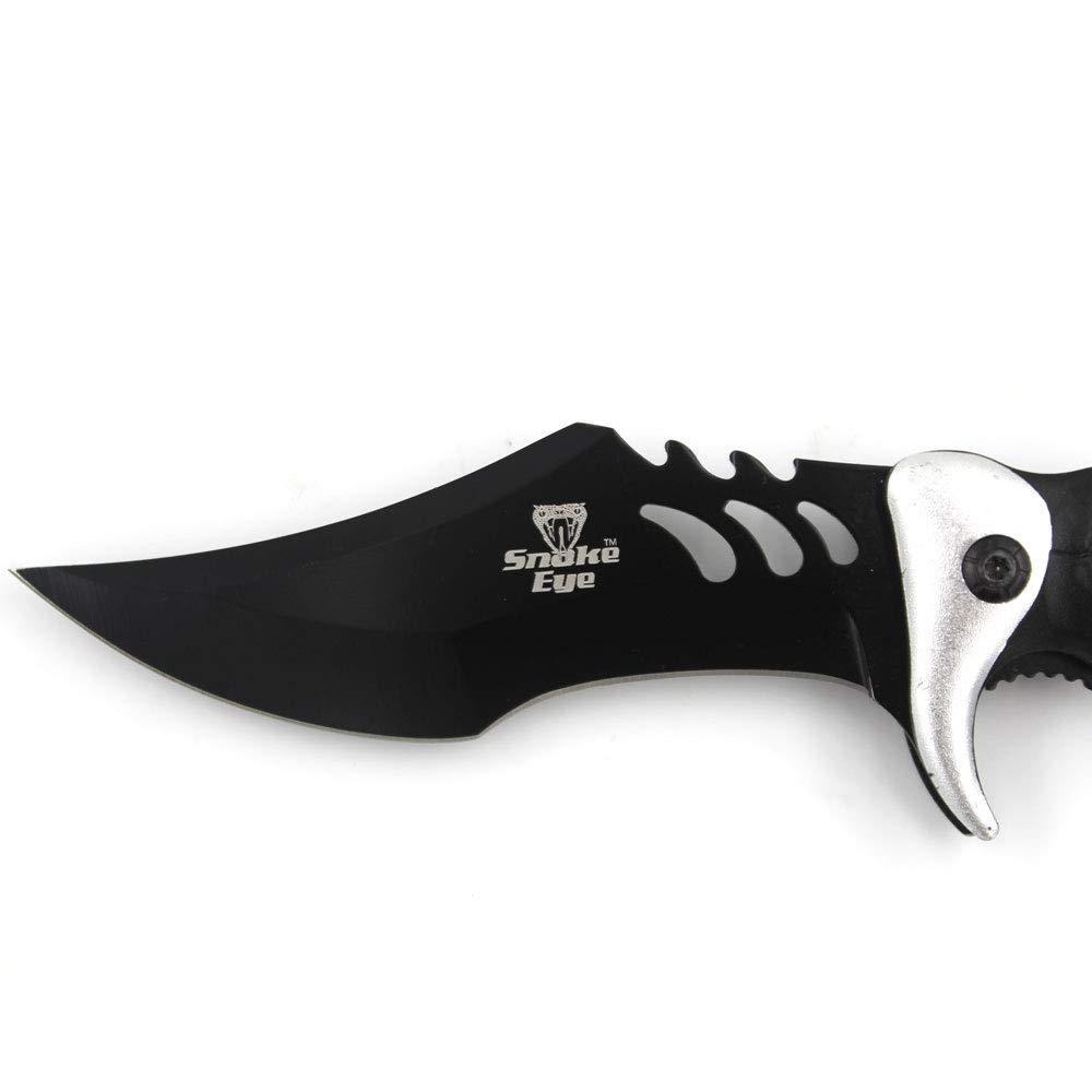 Snake Eye Everyday Carry Scorpion Style Ultra Smooth One Hand Opening Folding Pocket Knife - Ideal for Recreational Work Hiking Camping (Silver)
