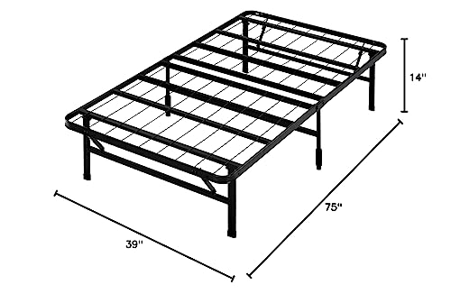 ZINUS SmartBase Tool-Free Assembly Mattress Foundation / 14 Inch Metal Platform Bed Frame / No Box Spring Needed / Sturdy Steel Frame / Underbed Storage, Black, Twin, Regular