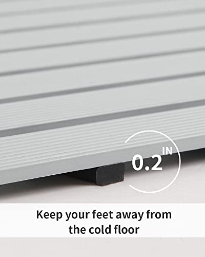 Shower-Mat Non Slip, PADOOR Heavy Duty Bathtub-Mat Curlable Quick Drain Sturdy Bath Tub Mat Without Suction Cups for Indoor Outdoor Use 17x26 Inch Grey