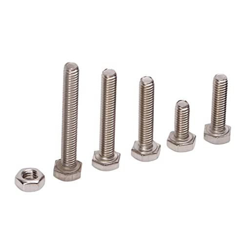 Hex Bolts Screw, Clear Thread Anti Oxidation 200PCS Uniform Pitch Heavy Duty Bolts Kit M4 with Storage Box for Machinery