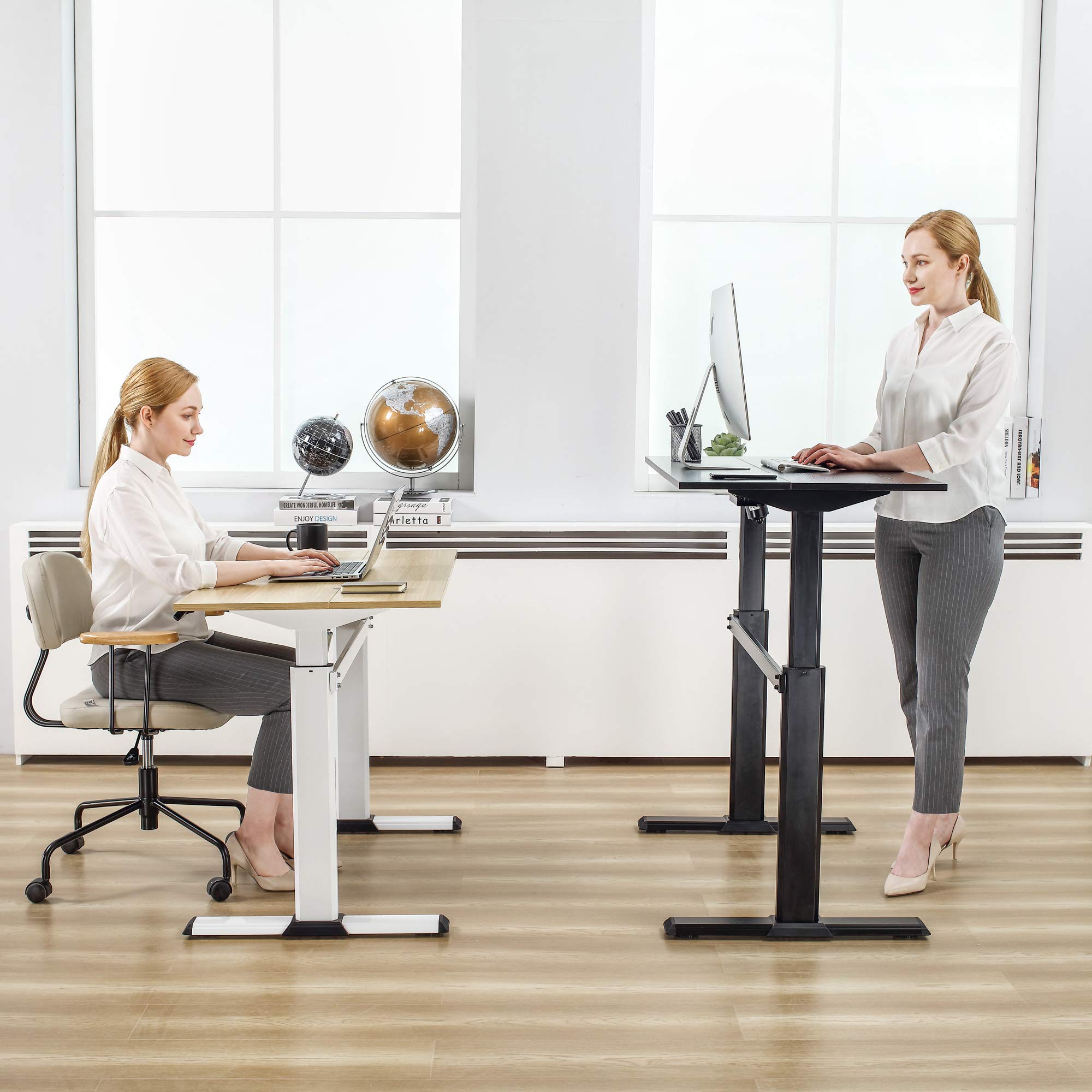 Fenge Height Adjustable Standing Desk- 43x24ββ Electric Stand Up Desk - Sit Stand Desk, Ultra-Quiet Motor, Home Office Workstation, Black