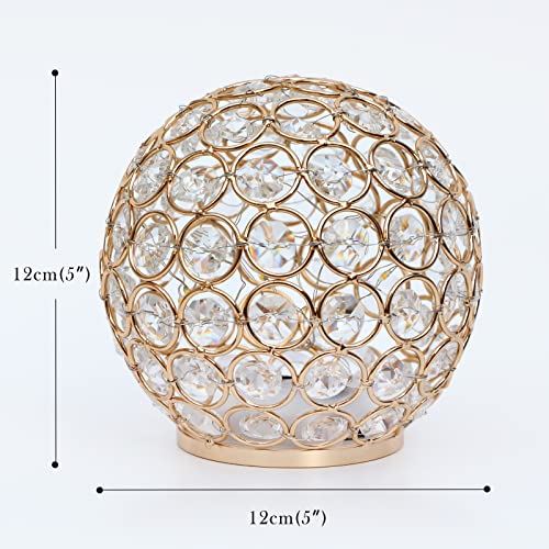 Zipdiz Crystal Ball - Crystal Led Light - Christmas Table Decor - Gold Orbs Decorative Balls - Lighted Christmas Ball - Led Light Christmas Decoration Indoor Use (5" Warm White, Gold)