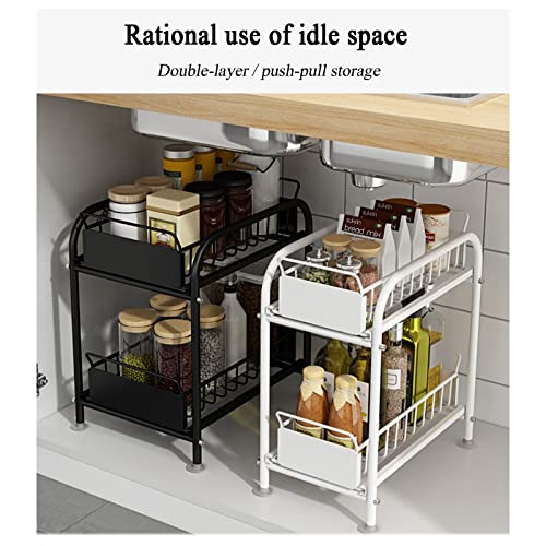 MADELL Sinks Under Sink Organizers,Kitchen Cabinet Organization,Multi-Purpose Organizer and Storage for Kitchen Countertop Bathroom Cabinet/Black