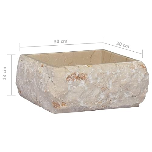 Sink Cream 11.8"x11.8"x5.1" Marble,Modern Marble Sink: A Touch of Elegance for Your Bathroom or Washroom Bath Fixtures,Bathroom Sinks