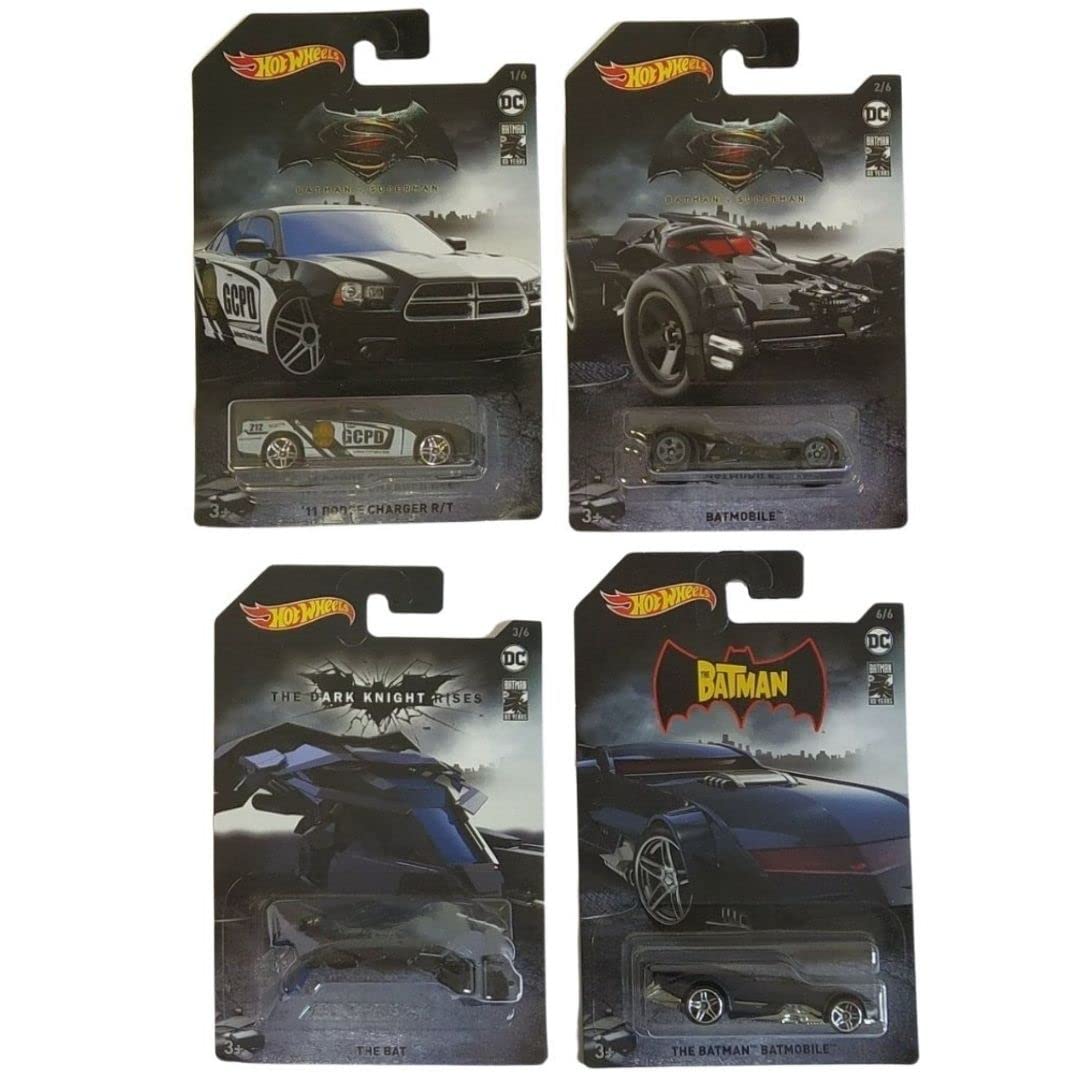 Hot Wheels 80 Years of Batman Bundle of 4 Diecast Vehicles