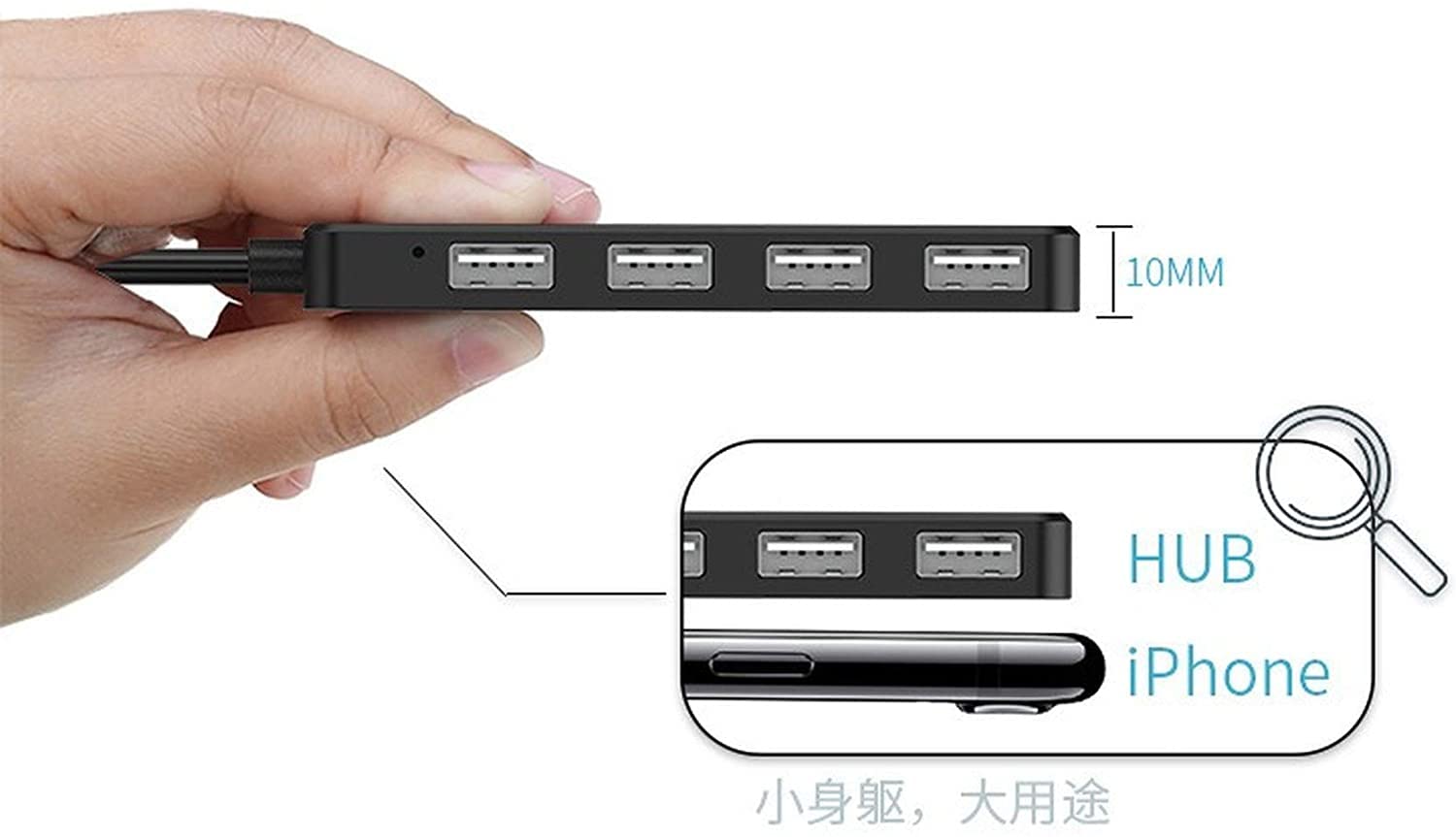NAERSI® USB 2.0 Hub 4-Port Ultra Slim Portable USB Splitter for iMac Pro,MacBook Air,Mac Mini/Pro,Surface Pro,Notebook PC,Laptop,USB Flash Drives,and More