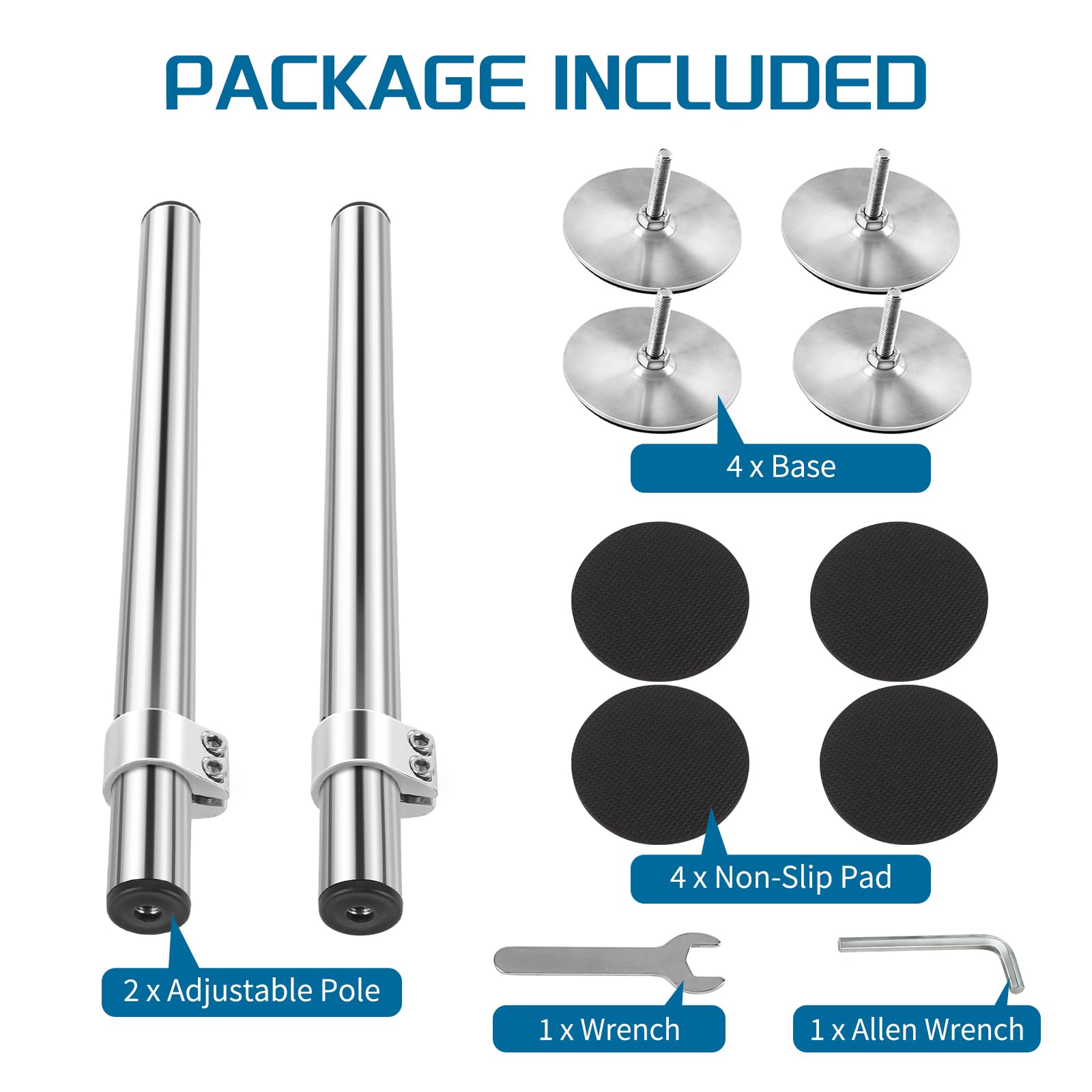 Snowtaros Undermount Sink Brackets, Stainless Steel Undermount Sink Support, 17.7β-31.1" Adjustable Support Pole, Undermount Sink Repair Kit for Kitchen, Bathroom (2 Pack)