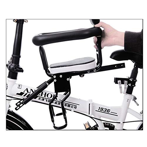 FenglinTech Baby Bike Seat, Front Mounted Child Bike Seat with Back Rest, Foot Pedals and Handrail