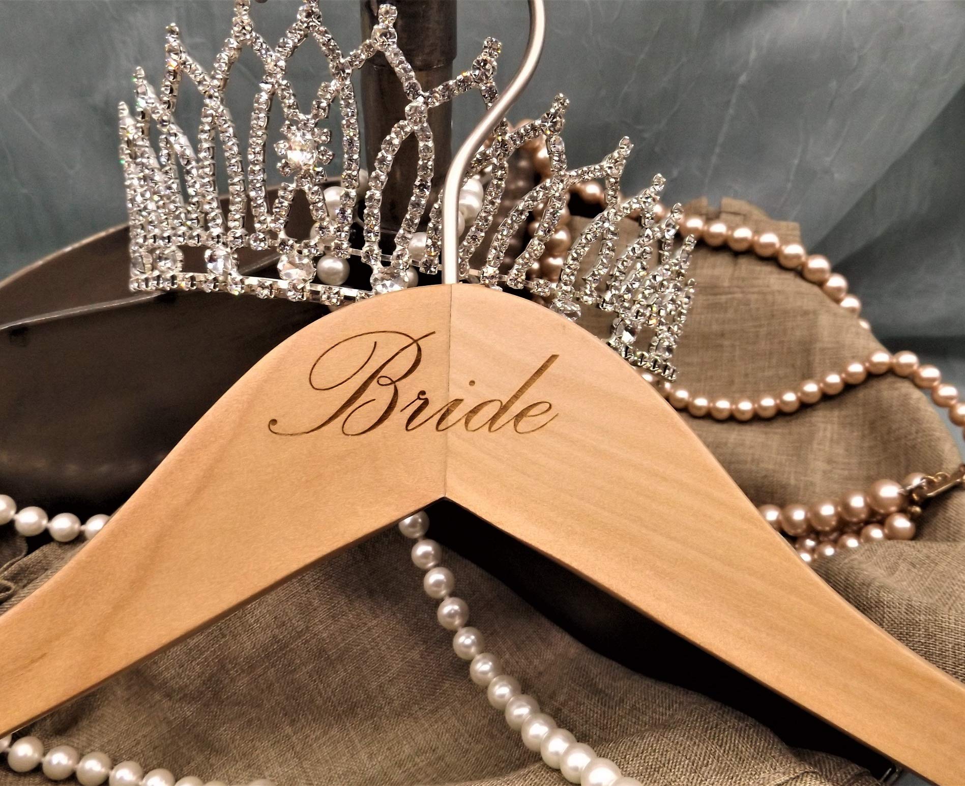 NAHANCO B20017ENG Bridal Hanger, Natural Wood Hanger Engraved with (Bride), 17â (1 Piece), Natural w/Engraved Print