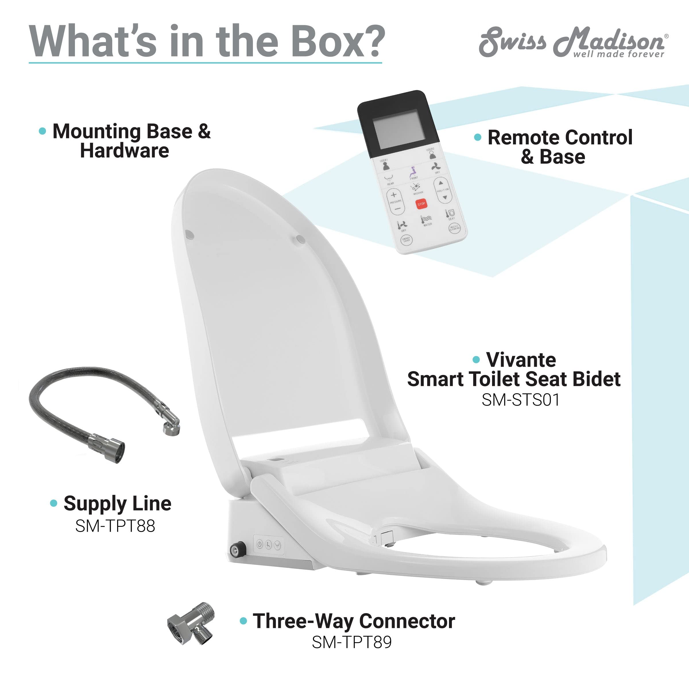 Swiss Madison Well Made Forever SM-STS01 Vivante Smart Toilet Seat Bidet, White