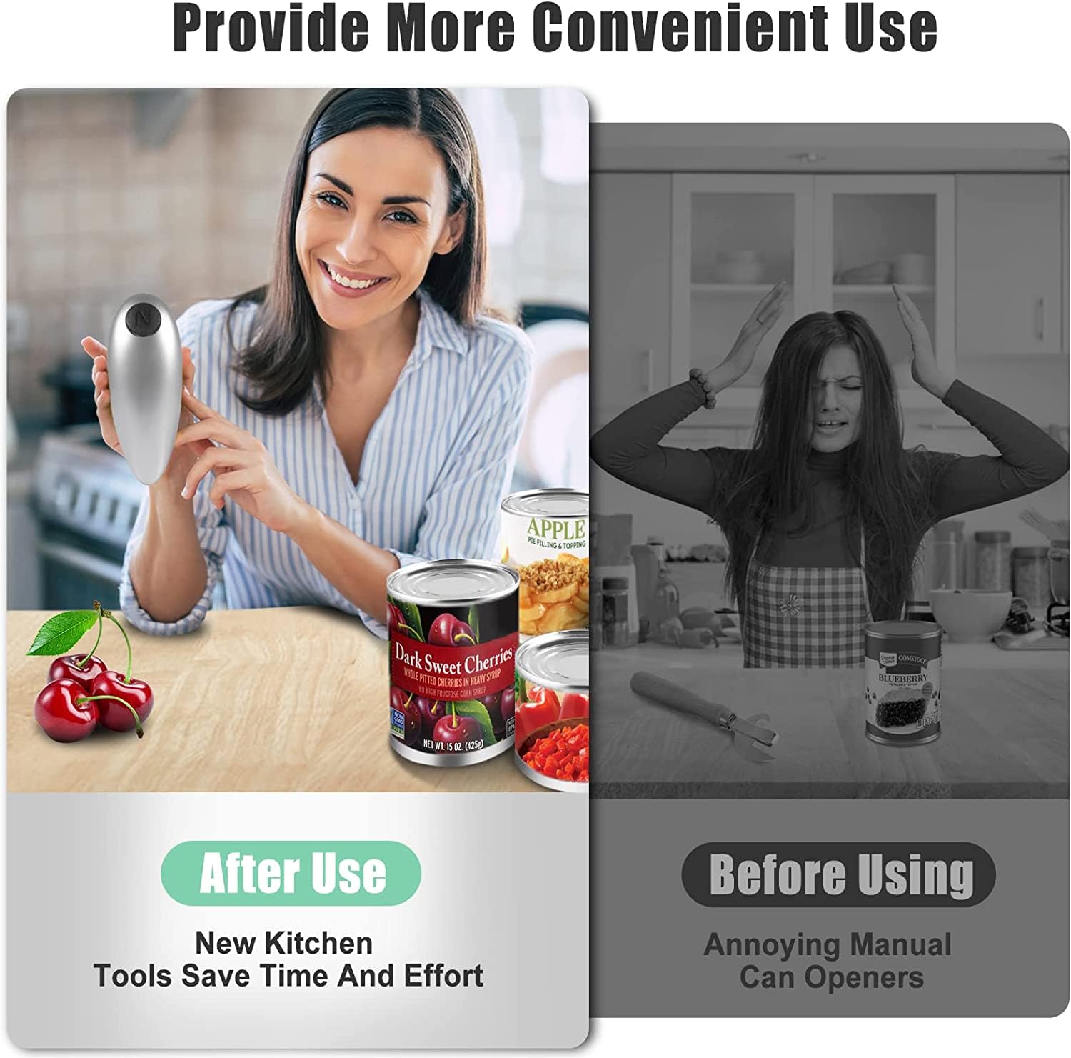 Electric Can Opener with Smooth Edge, One-Touch Can Opener Electric Almost Size Can, Electric Can Openers for Kitchen Best Choice for Cooks, Housewives, Elderly and Arthritis Sufferers