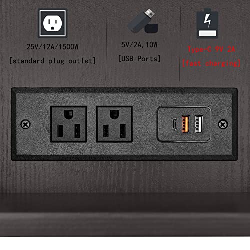 Lovitgo End Table with Power Outlet, Small Side Table with USB Ports & Fast Charging, Flip Top Nightstand with 2 Cup Holders & Fabric Drawer, Fabric Bag for Small Spaces,Living Room,Bedroom
