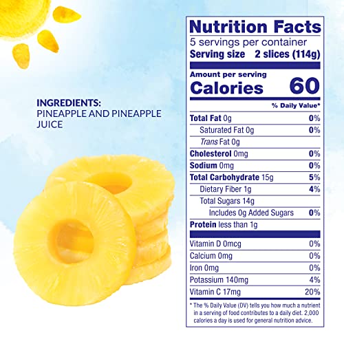 Dole Canned Fruit, Pineapple Slices in 100% Pineapple Juice, Gluten Free, Pantry Staples, 20 Oz, Packaging May Vary
