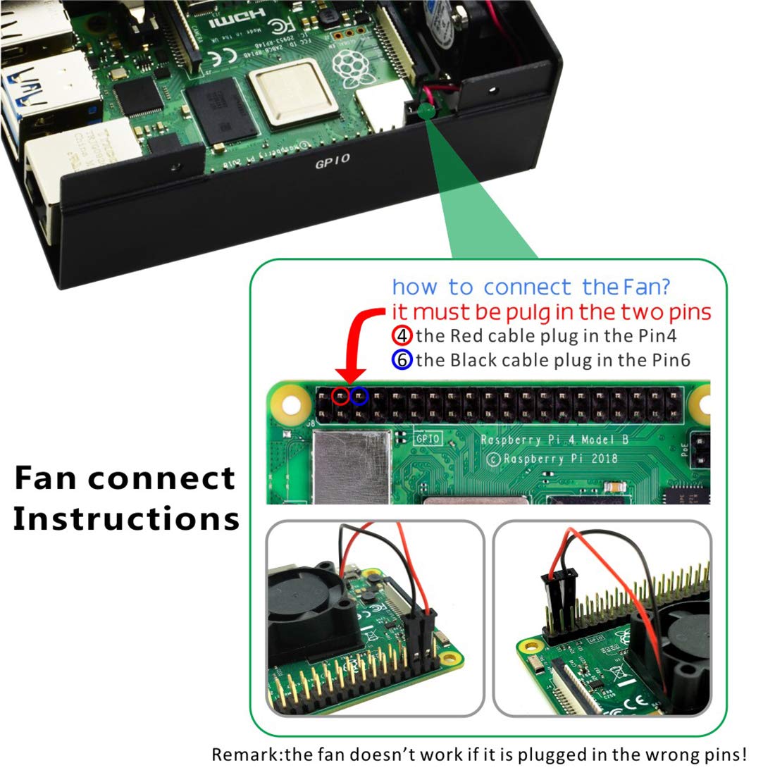 Eleduino Raspberry Pi 4 Metal Case with Fan Black