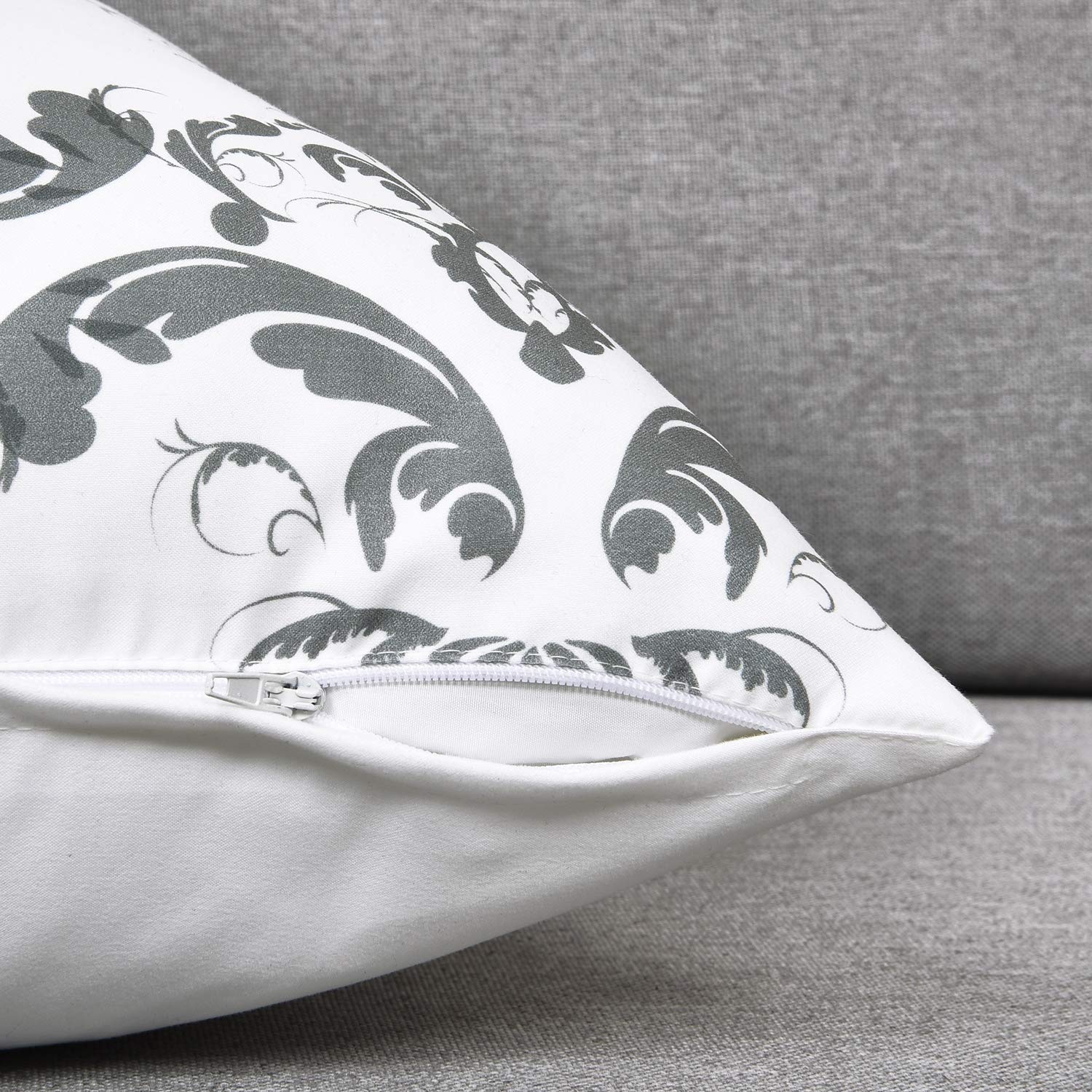 Fascidorm Throw Pillow Covers Modern Decorative Cushion Case for Room Bedroom Sofa Chair Car, Grey and White, 18 x 18 Inch
