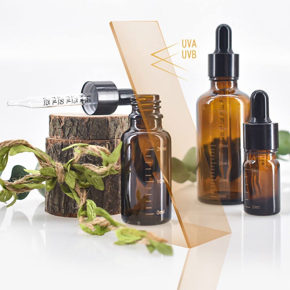 HUAJ 1 pc Dropper Bottles with Scale,Empty Essential Oil Dropper Bottle Refillable Bottles for Essential Oil Aromatherapy Blends(5ml)