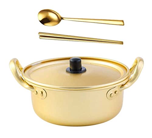 Ramen pot, fast Korean noodle cooker, 3 minute boiler for soup pasta egg, easy light cookware with lid