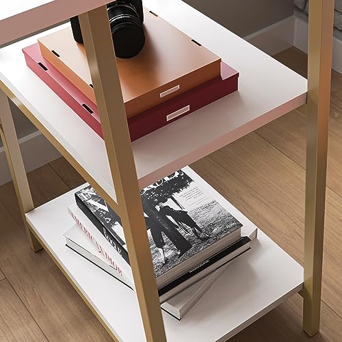 Sauder North Avenue Modern Desk with Open Shelves, L: 41.5" x W: 18.5" x H: 28.03", White Finish