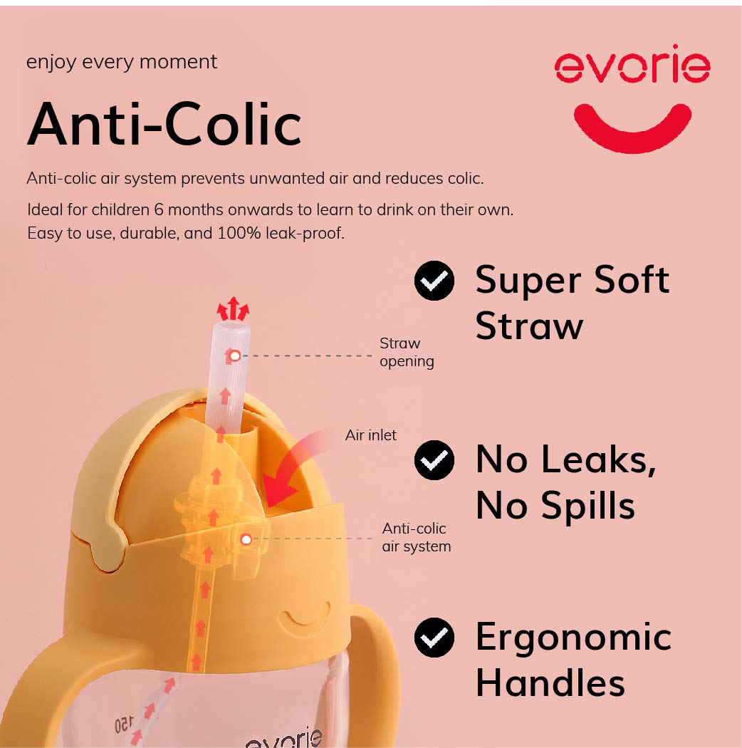 Evorie Tritan Weighted Straw Sippy Cup Super Saver 3 Colour Bundle