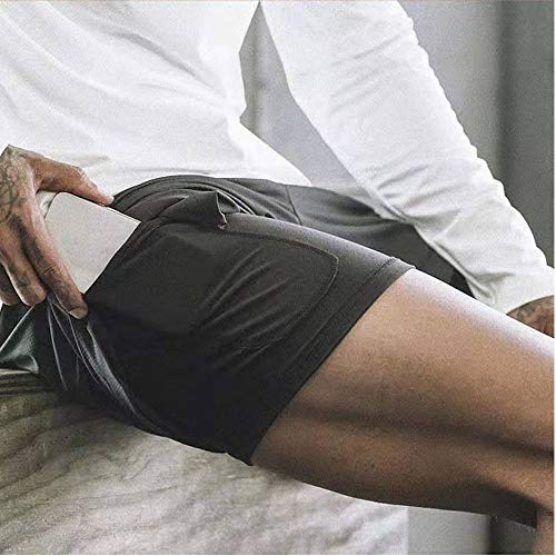 CYF Men’s Athletic Running Shorts with Pockets Quick Dry Breathable Active Gym Basketball Shorts Hiking (M) Black