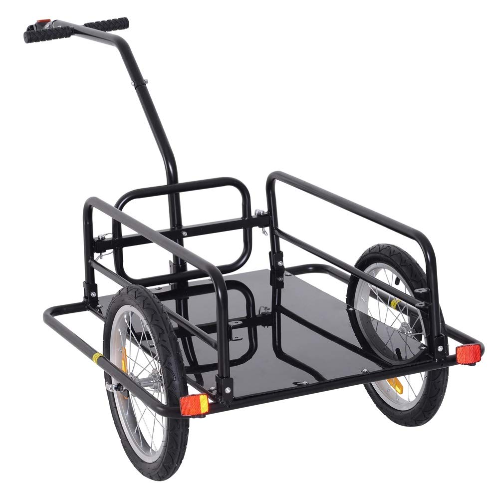 Folding Bike Cargo Trailer Cart with Seat Post Hitch - Black