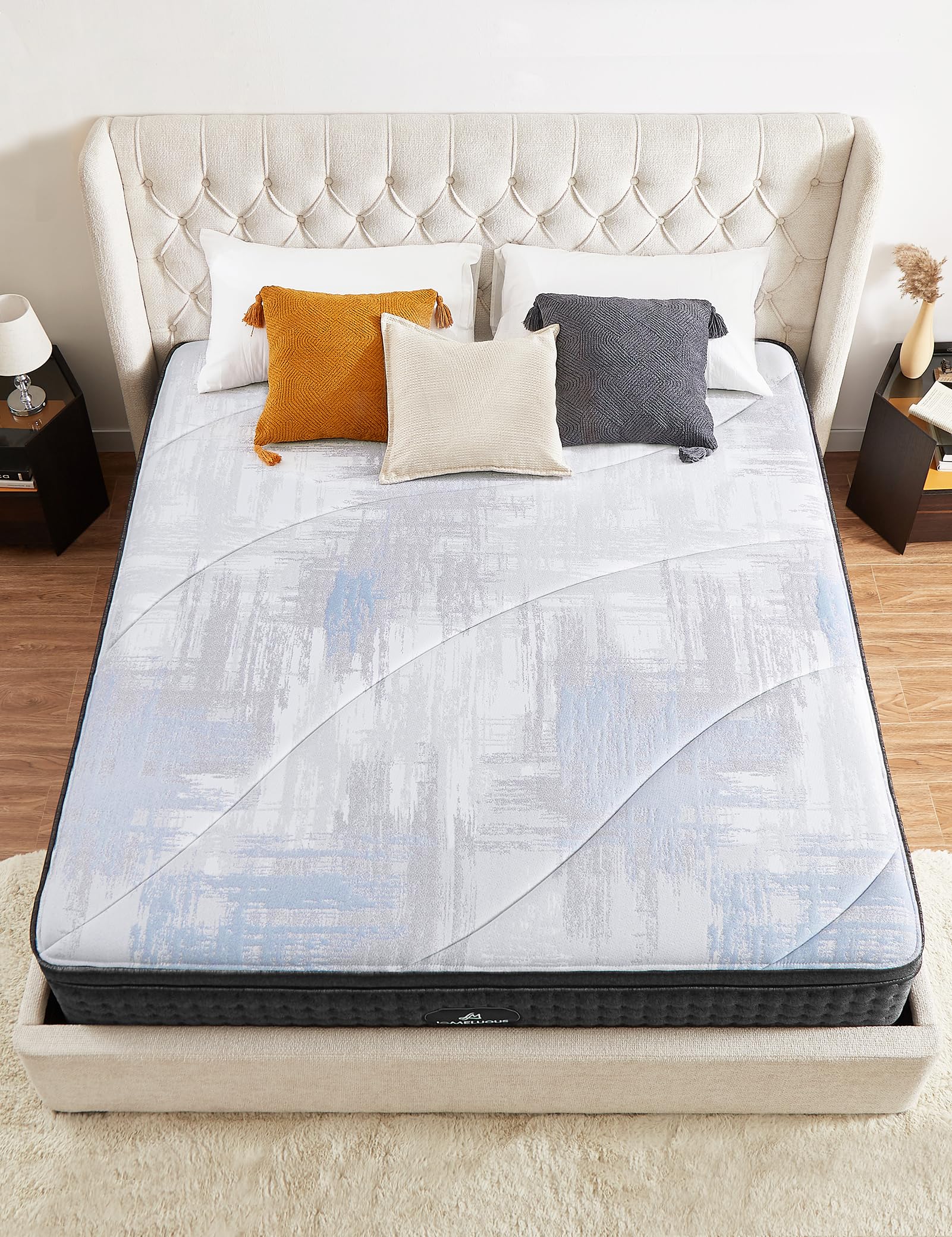 Lomeluous Full Mattress, 14 Inch Premium Gel Memory Foam Mattress with 7-Zone Pocketed Coils, Full Size Mattress for Cooler Sleep, Pressure Relief, Back Pain, Supportive and Comfortable, CertiPUR-US