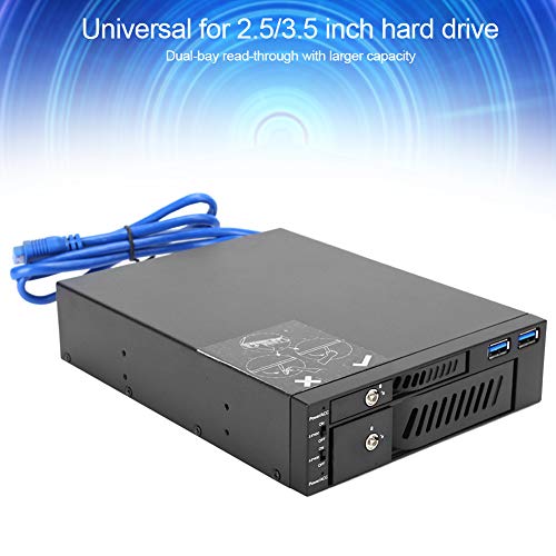 Hard Drive Enclosure, Impact Resistant Safe Hard Disk Mobile Rack Large Capacity Dual USB Port for Win7