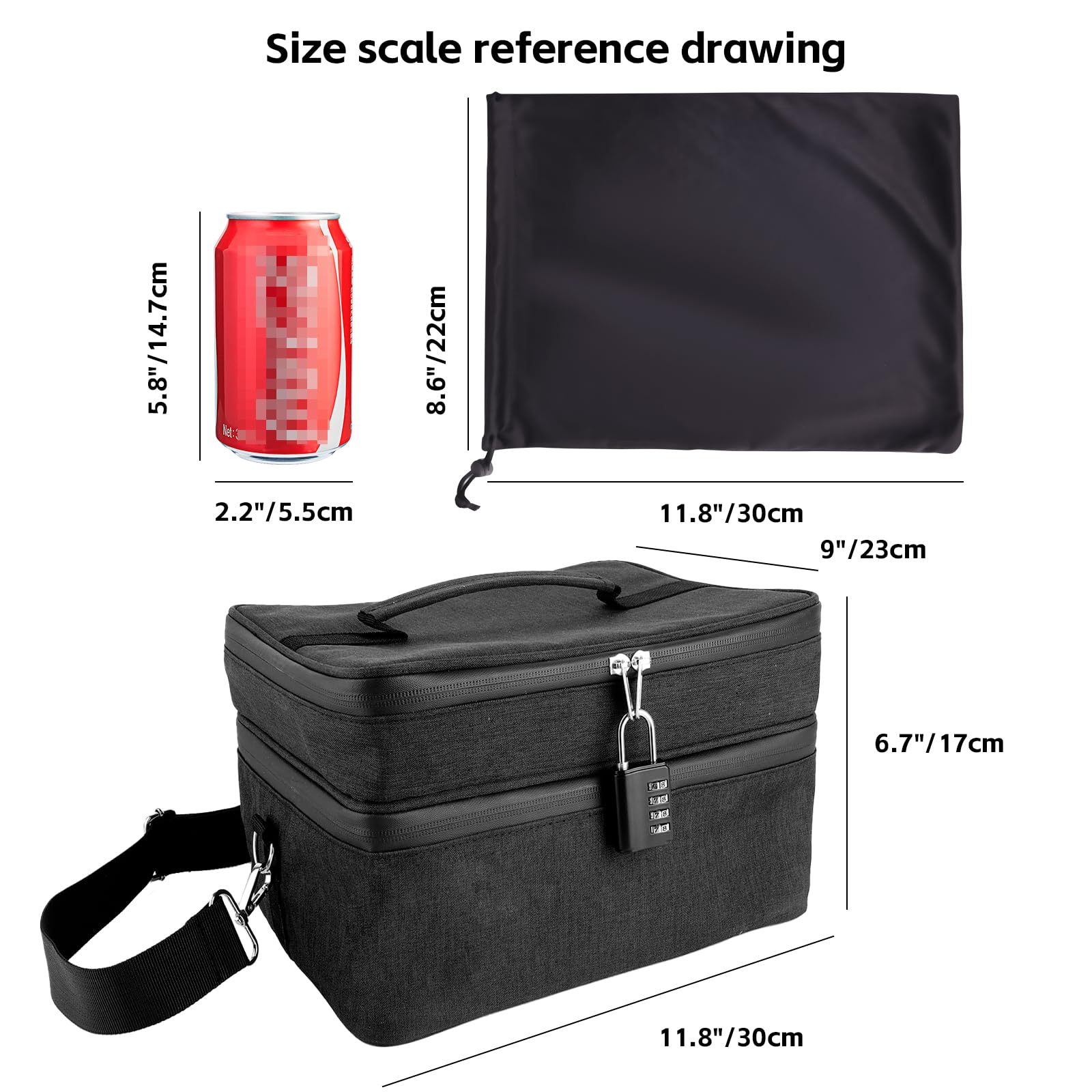 MUOUM Discreet Lockable Adult Storage Toy Bag And 2pcs L Size (8.6 * 11.8inch) Microfiber Drawstring Bag Box Organizer Container