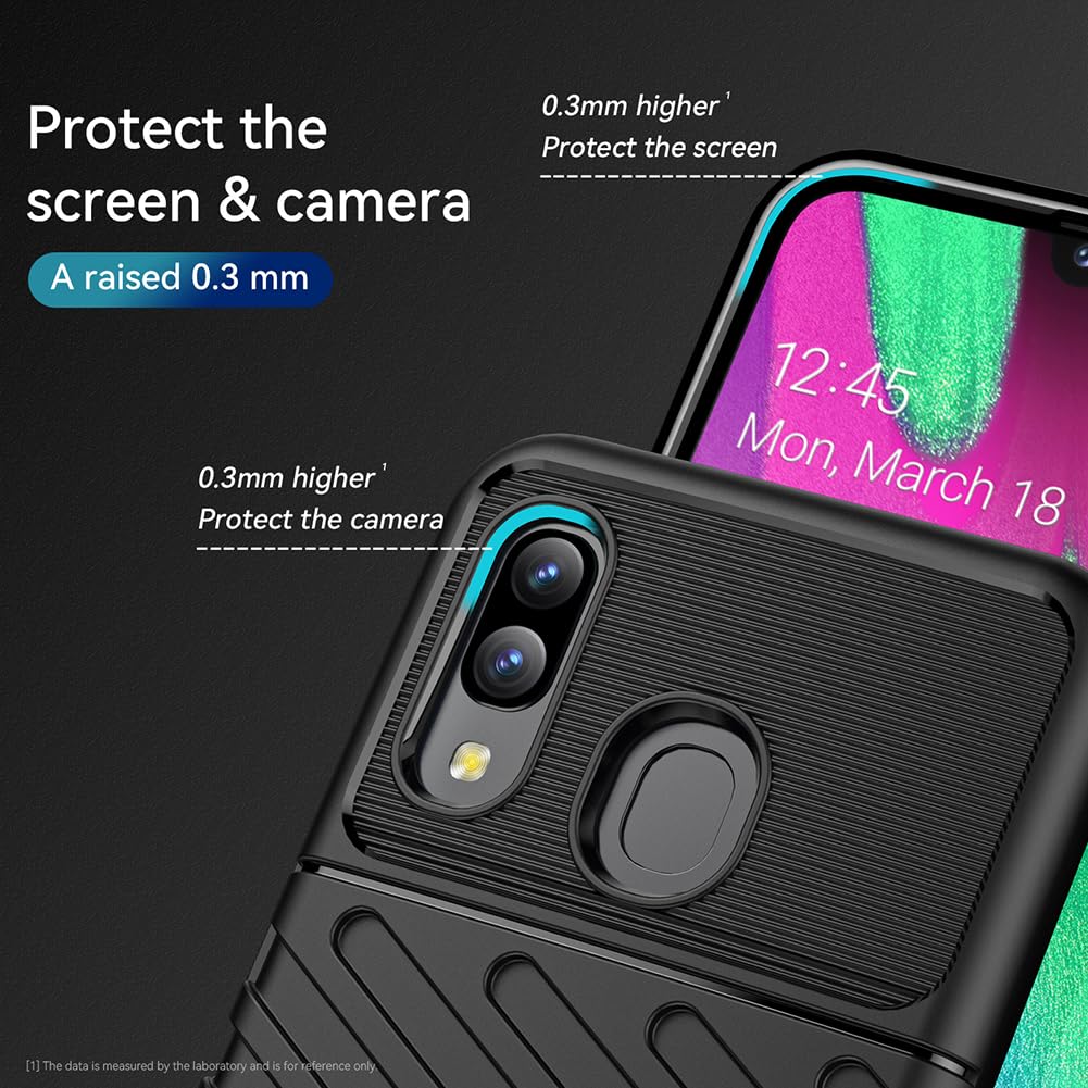 DFTCVBN Phone Case for Galaxy A40 Case, Samsung A40 SM-A405F Case with Screen Protector, Military Grade Shockproof Rugged Shield Anti-Scratch Soft TPU Back Cover Cases for Samsung Galaxy A40 black