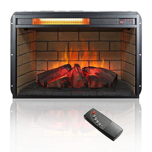 Electric Fireplace 26 inch,Freestanding Portable Room Heater with Remote Control,Adjustable Flame Colors,Timer&Overheating Protection,1500W