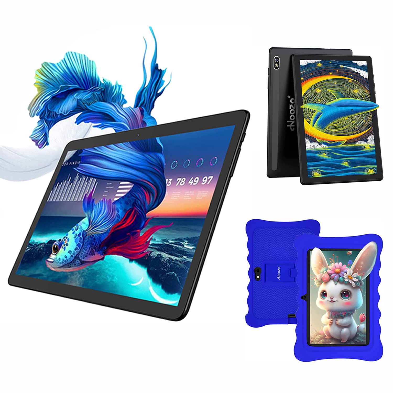 Hoozo Android Tablet 10 Inch and 7Inch WiFi Tablets with Android OS, 32GB Storage, Dual Camera, WiFi, Bluetooth, HD IPS Display -3pcs