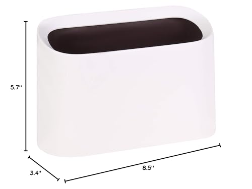 Sheebo Modern Modern Open Top Mini Trash Can Wastebasket Dispenser for Bathroom Vanity, Desktop, Tabletop or Coffee Table - Dispose of Cotton Rounds, Makeup Sponges, Tissues; 2 Liter (Rectangle -