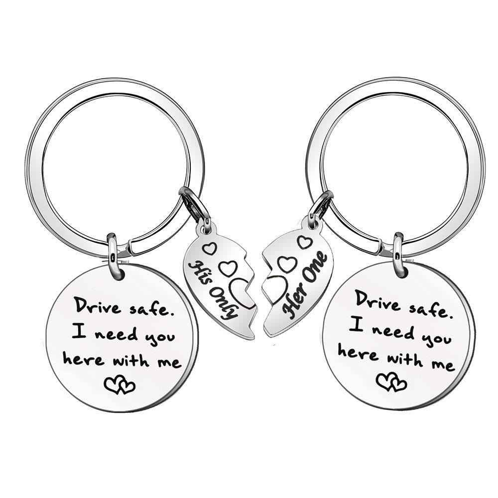 Drive Safe Keychain Set Couple Gift I need you here with me Keyring for Mom Dad Girlfriend Boyfriend Gift (442)