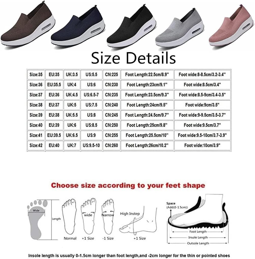 Fitsshoes Women Orthopedic Sneakers,Slip-On Light Air Cushion Mesh Shoes,Casual Breathable Walking Shoes with Arch Support (7.5, Pink)
