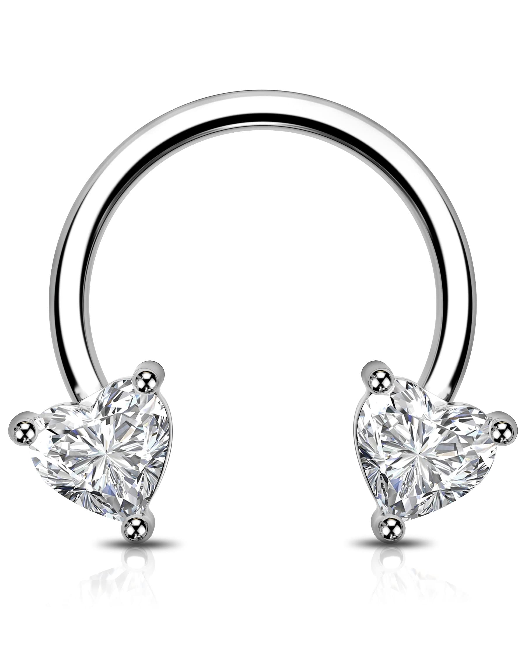 Jewseen Heart Septum Ring 16g Clear CZ Septum Jewelry Daith Piercing Jewelry Cartilage Earring Helix Piercing Jewelry Nose Ring Hoop Earring Conch Tragus Earring for Women Men