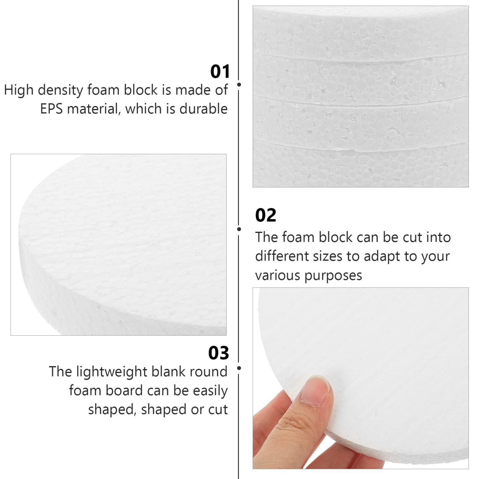 EXCEART 16pcs White Foam disc Round Foam Circles Round Cake Pans Craft Foam Circles Cake Making Training Supplies Craft DIY Foams DIY Foam Circle Foams Cake Tray Christmas Fudge Child